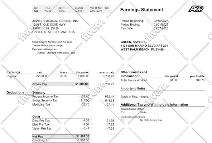 Hacer talones de pago, talones de cheques, recibos de sueldo, formularios w2, 1099 y 1040